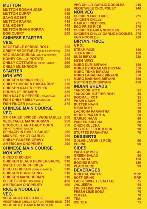 Menu at Moti mahal delux, Gurugram, F36H+5HC