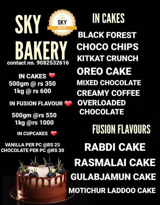Menu of Sky Bakery, Virar, Mumbai