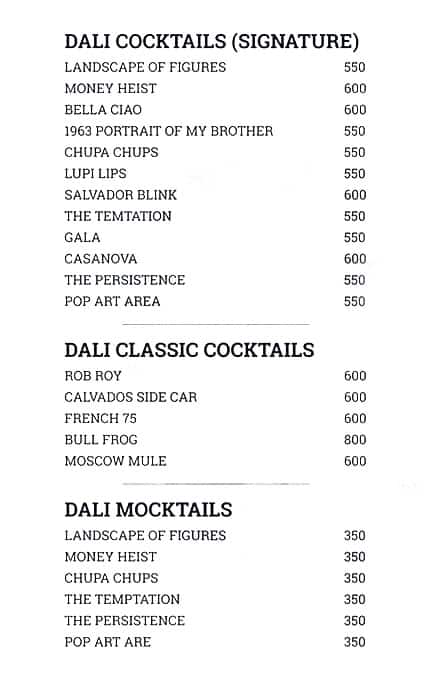 Menu at Dali - The Art Cafe', Nagpur