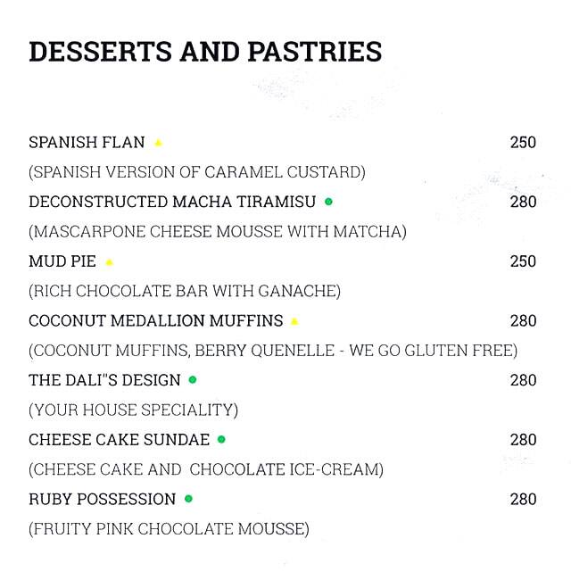 Menu at Dali - The Art Cafe', Nagpur