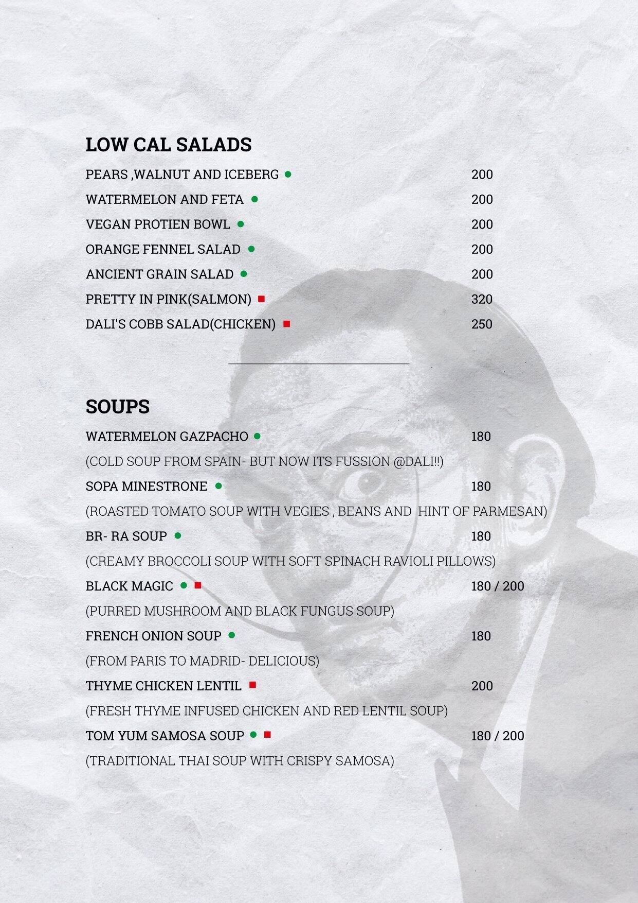 Menu at Dali - The Art Cafe', Nagpur