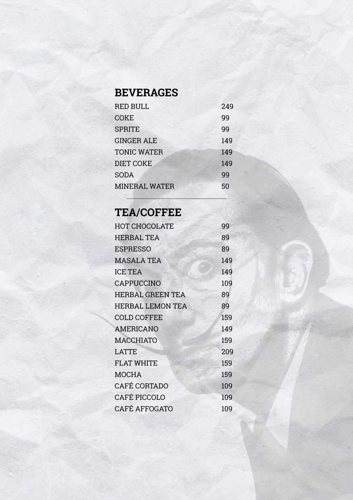 Menu at Dali - The Art Cafe', Nagpur