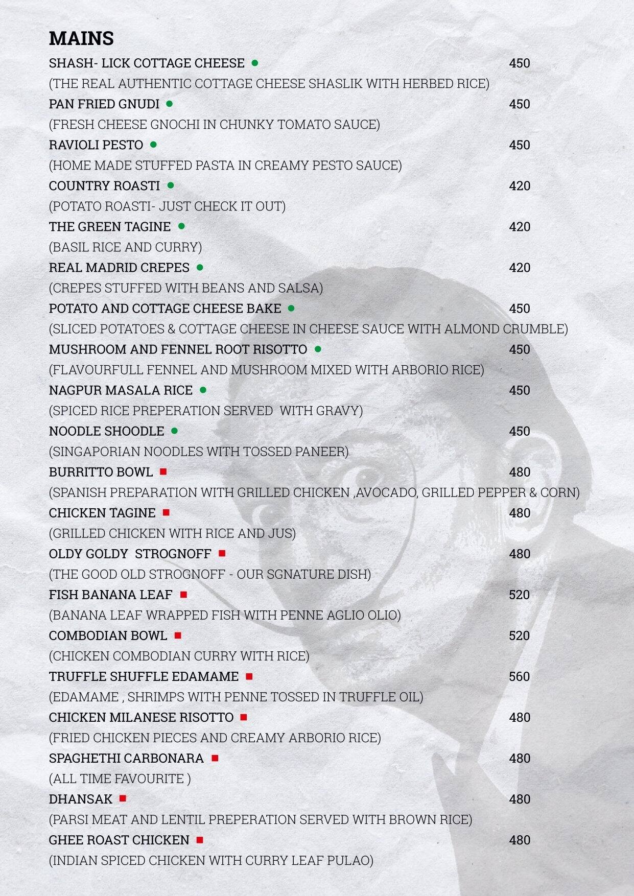 Menu at Dali - The Art Cafe', Nagpur