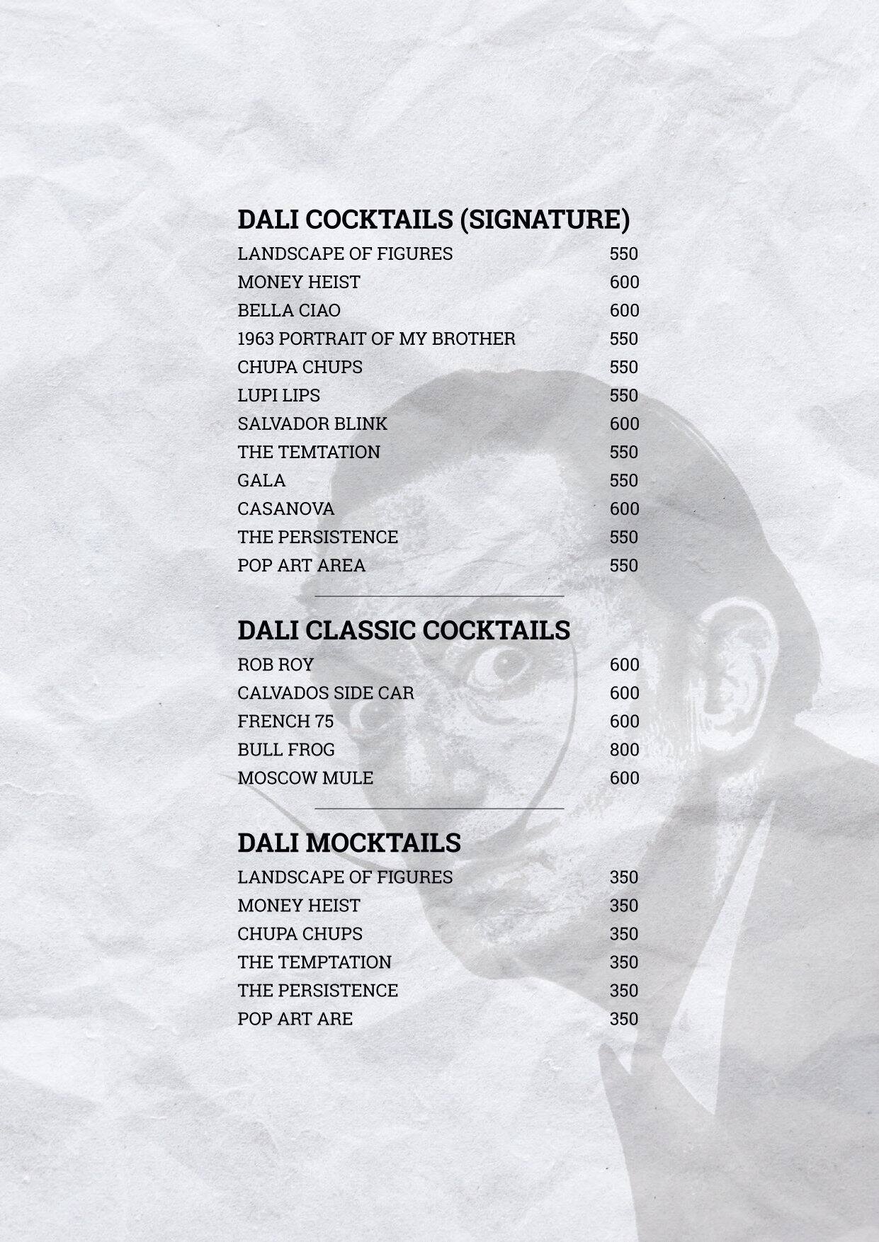 Menu at Dali - The Art Cafe', Nagpur