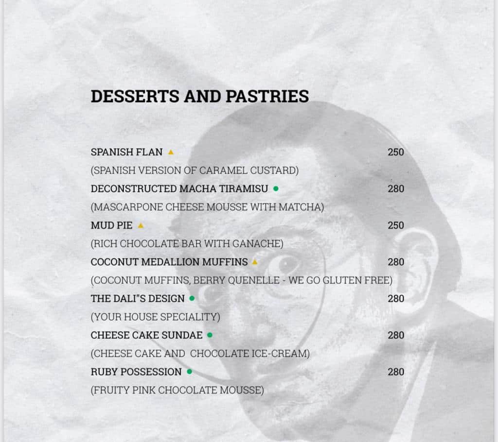 Menu at Dali - The Art Cafe', Nagpur