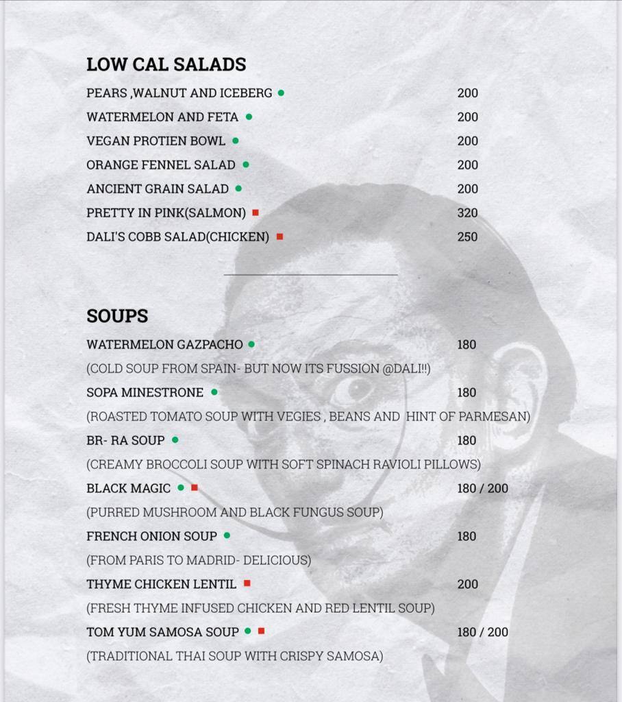 Menu at Dali - The Art Cafe', Nagpur