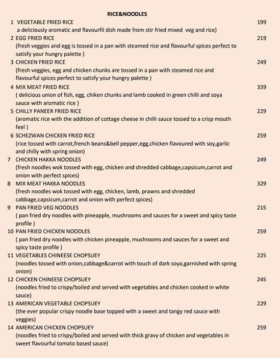 Menu of New Wok World, BTM, Bangalore
