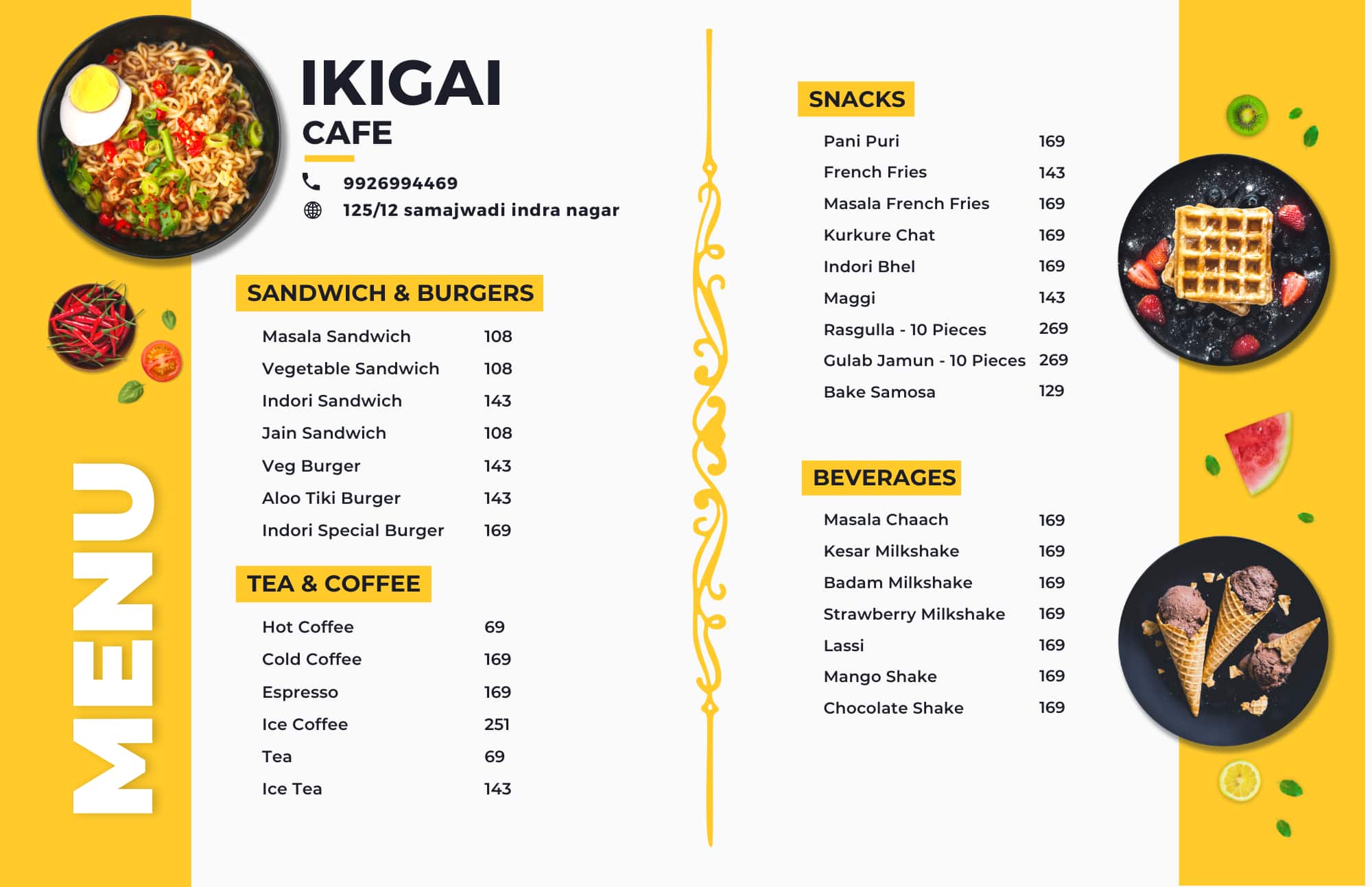 Menu at IKIGAI Cafe, Indore