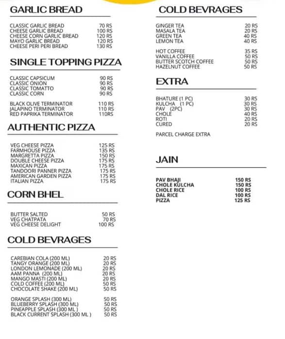 Menu of Hungry Zone, Piplod, Surat
