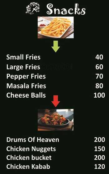 Menu at Sap.O.Rous, New Delhi, G-48