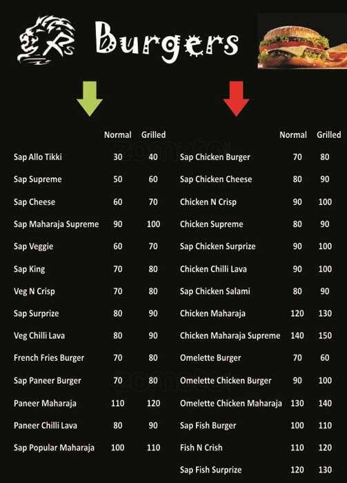 Menu at Sap.O.Rous, New Delhi, G-48