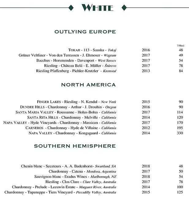 Menu at The Ivy restaurant, London, 1-5 West St