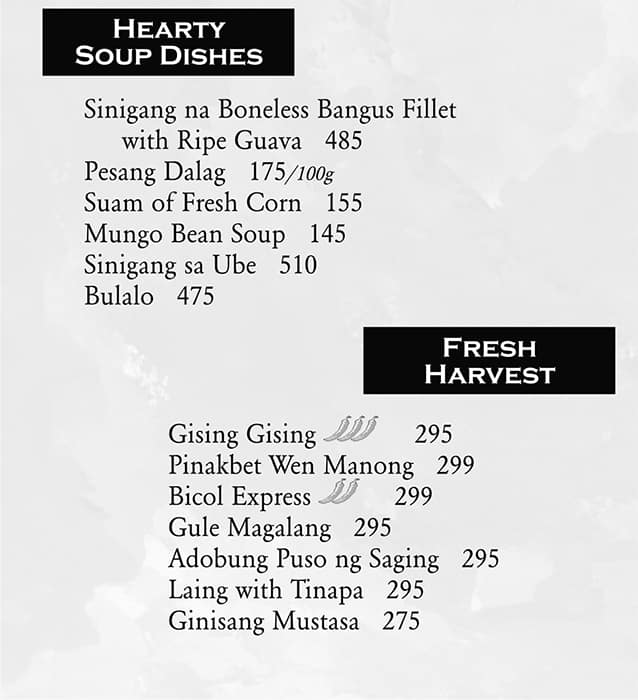 Menu at Abe pub & bar, Pasay