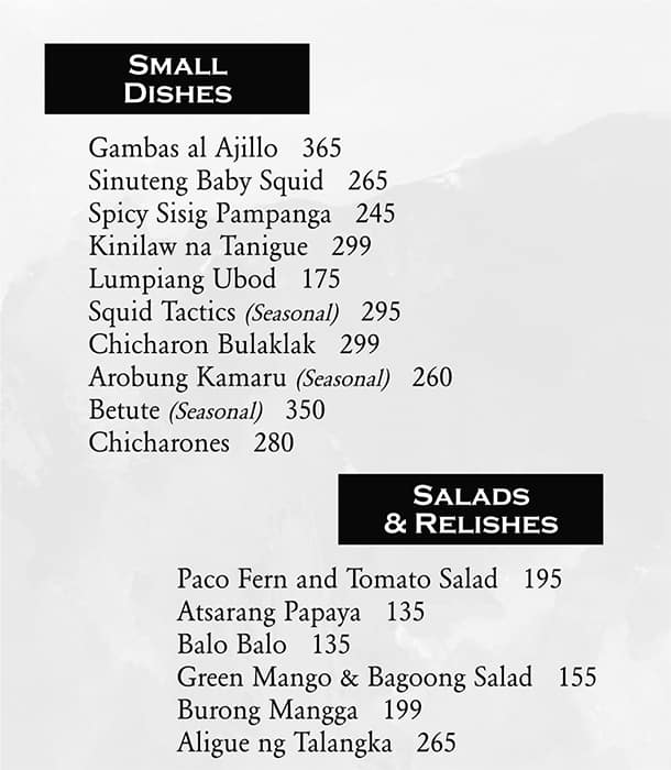 Menu at Abe pub & bar, Pasay