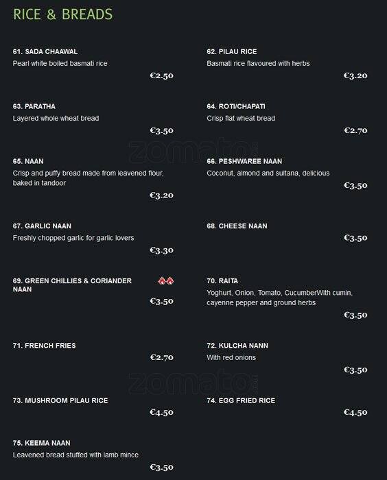 Menu at Indie Spice Grill restaurant, Swords, Burgundy House