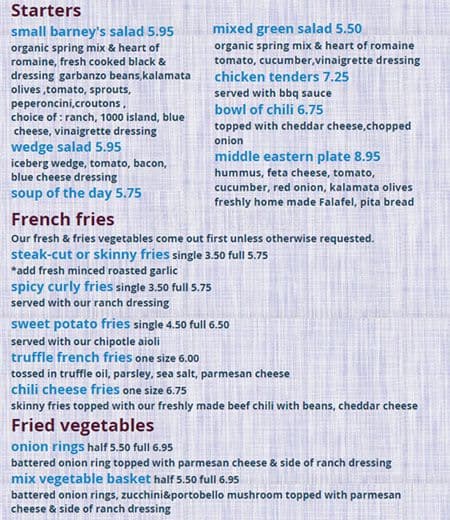 Menu at Barneys Gourmet Hamburgers, San Francisco, 24th St