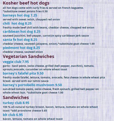 Menu at Barneys Gourmet Hamburgers, San Francisco, 24th St