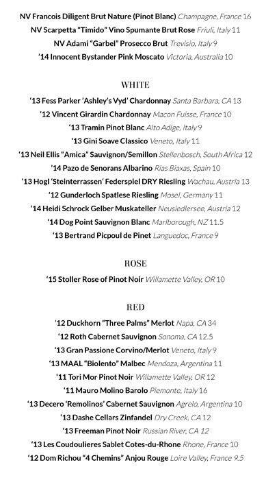 Menu at Backstreet Cafe, Houston