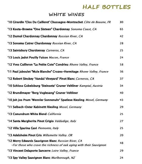 Menu at Backstreet Cafe, Houston