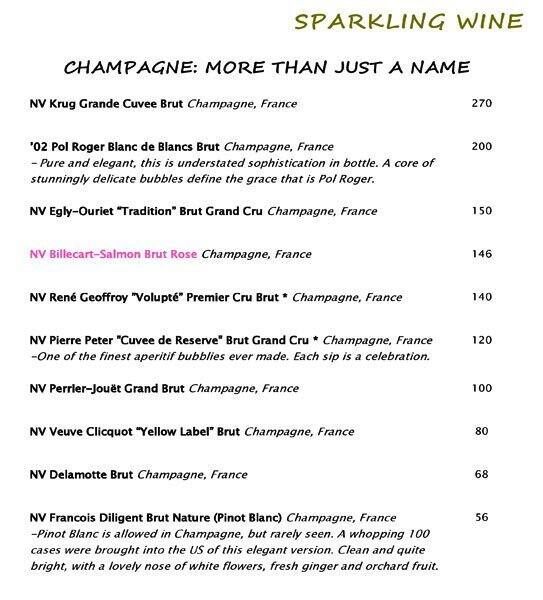 Menu at Backstreet Cafe, Houston