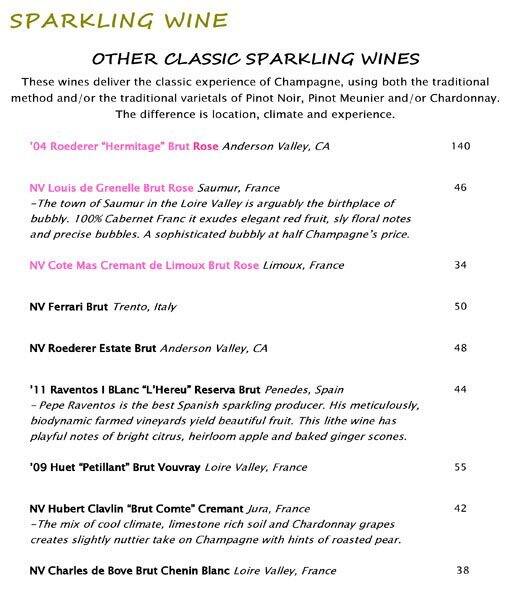 Menu at Backstreet Cafe, Houston