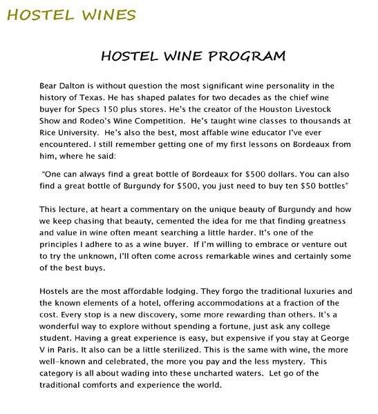 Menu at Backstreet Cafe, Houston