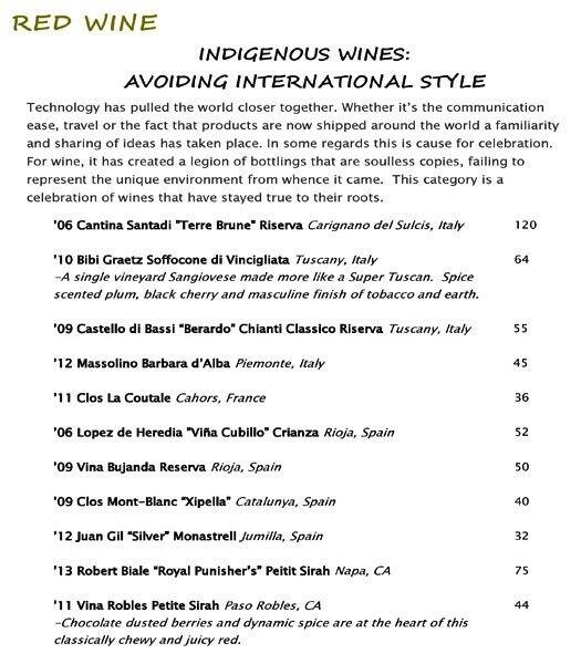 Menu at Backstreet Cafe, Houston