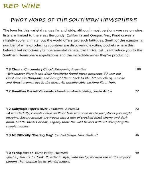 Menu at Backstreet Cafe, Houston