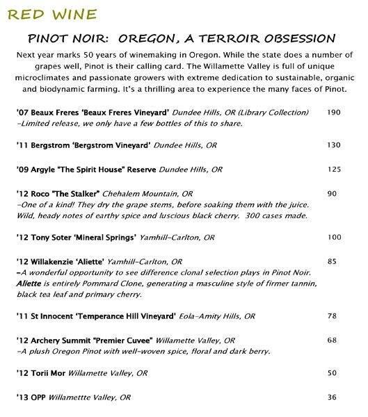 Menu at Backstreet Cafe, Houston