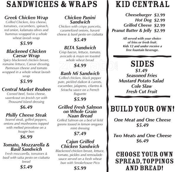 Menu at Central Market Bakery, Plano, 320 Coit Rd