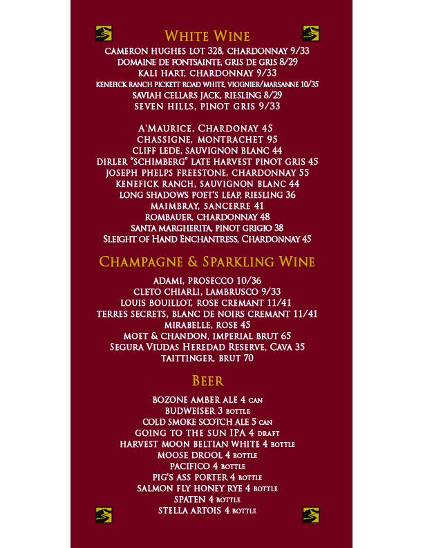 Menu at Yellowstone Valley Grill restaurant, Pray, US-89