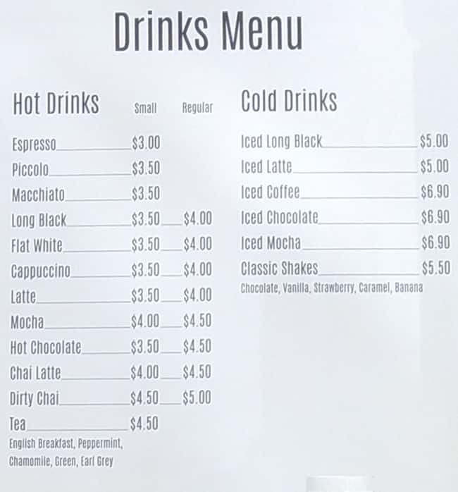 Carta de Cafe Alexandria, Alexandria