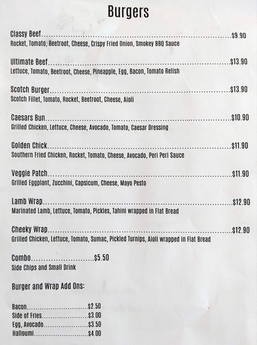 Carta de Cafe Alexandria, Alexandria