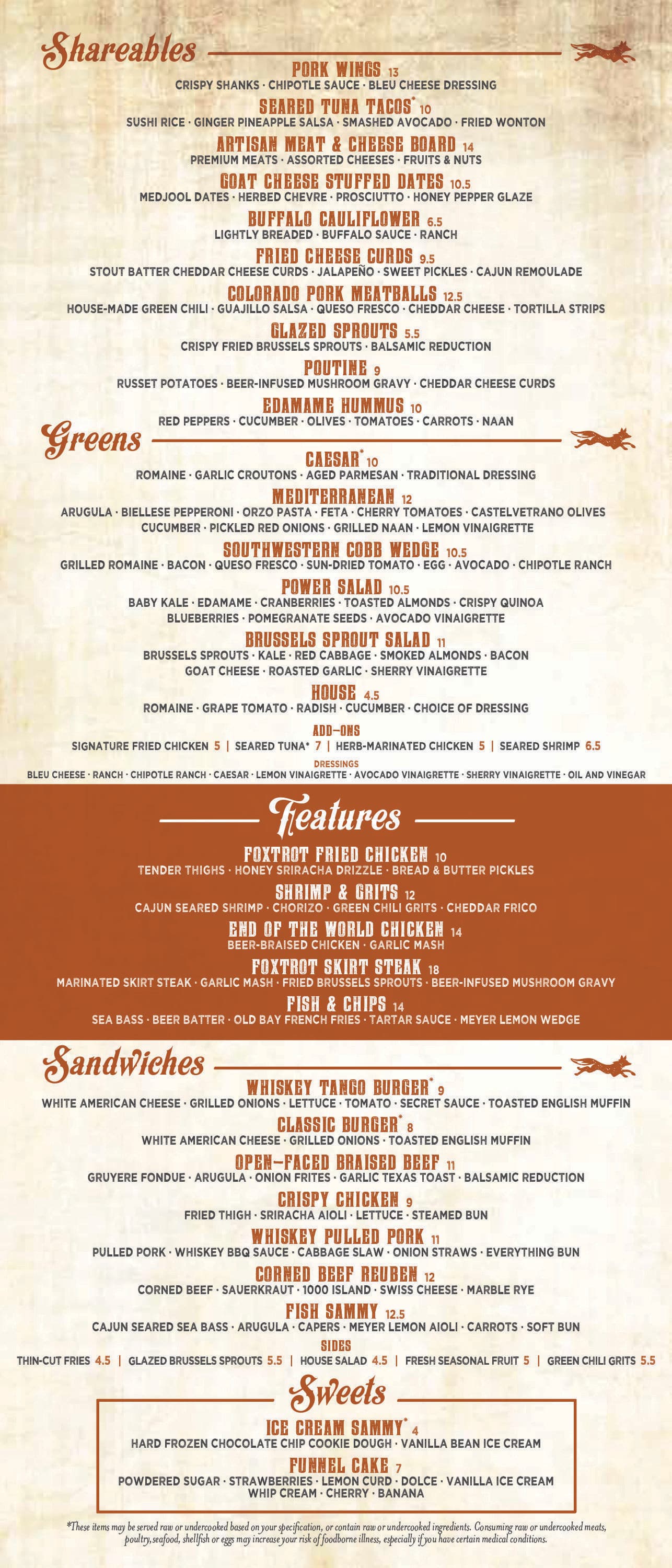 Menu at Whiskey Tango Foxtrot pub & bar, Denver