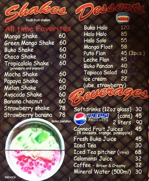 Menu at Jo's Chiken Inato BBQ, Cebu City