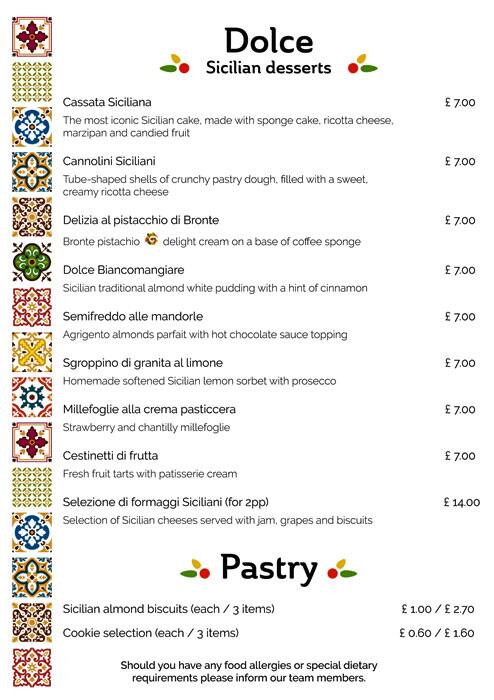 Menu at Enzo's Kitchen restaurant, London