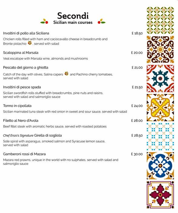 Menu at Enzo's Kitchen restaurant, London