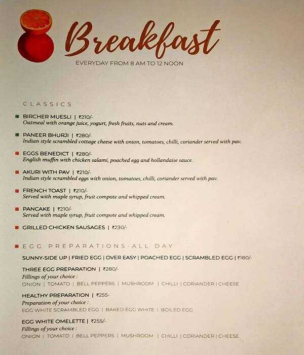 Menu at Smoor, Bengaluru