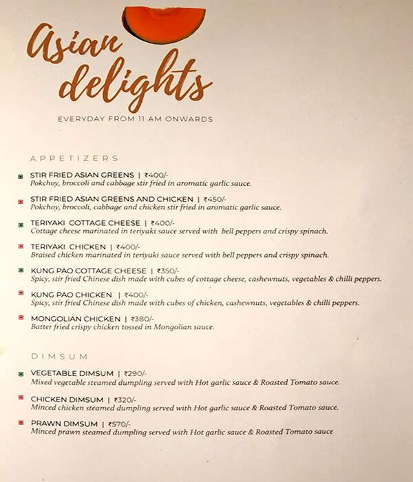 Menu at Smoor, Bengaluru