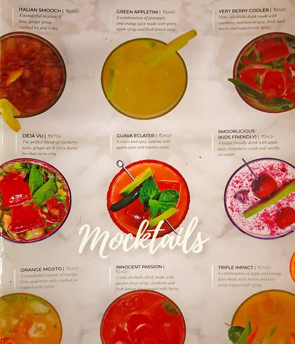 Menu at Smoor, Bengaluru