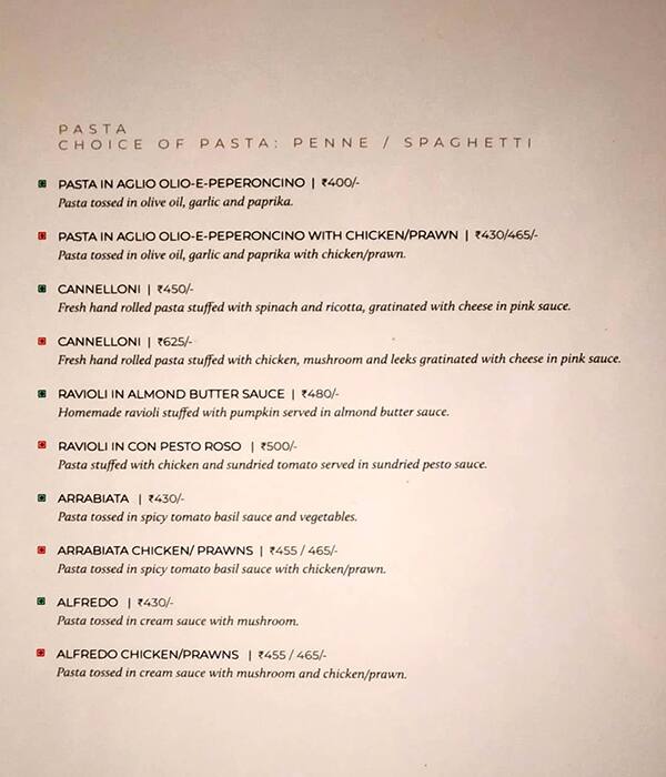 Menu at Smoor, Bengaluru