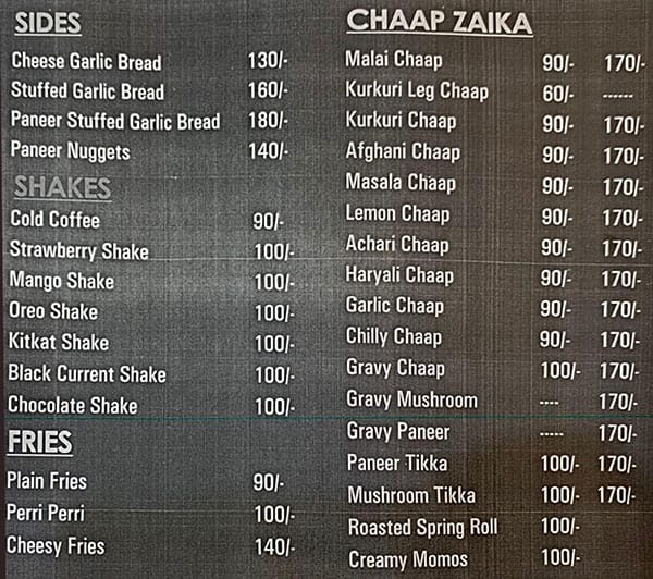 Menu of Mr. Bawarchi Veg Chaap, Lahori Gate, Patiala