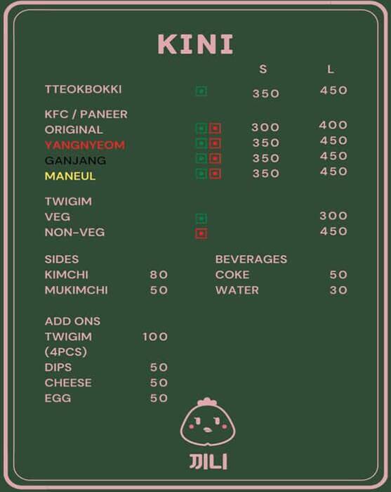 Menu of Kini, Koregaon Park, Pune