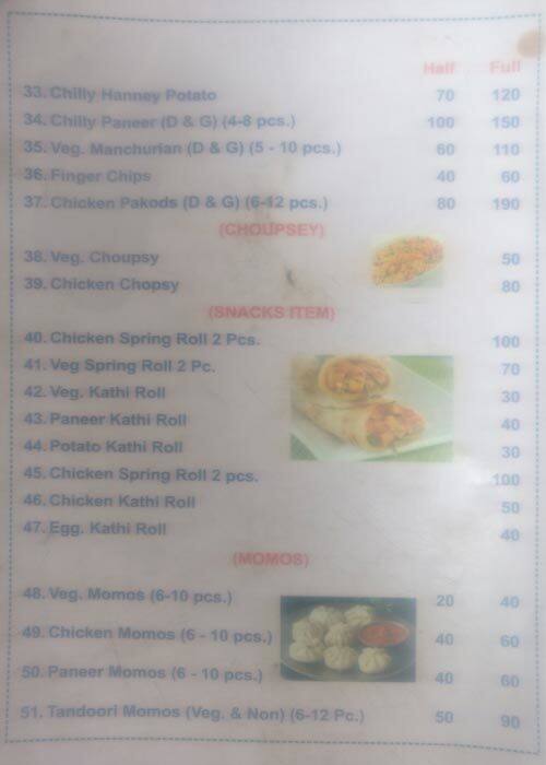 Menu at Yash Adi China Delight, Delhi