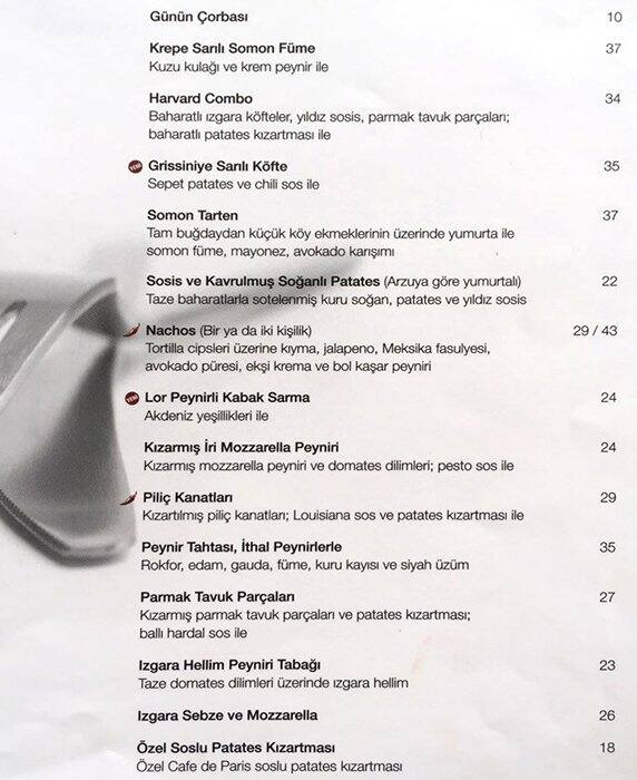 Carta de Harvard Cafe Watergarden, Estambul, Barbaros Mahallesi