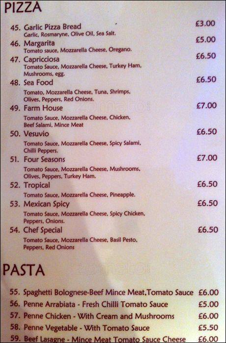 Menu at Coffee beans market cafe, London