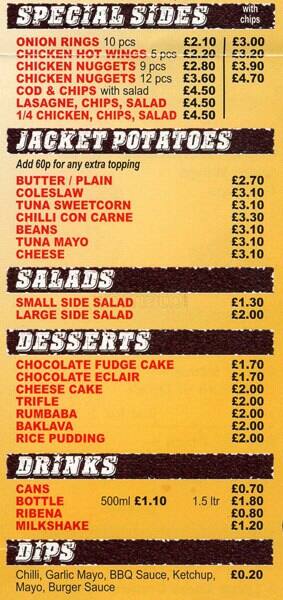 Menu at Seven Sisters Kebab & Pizza cafe, London