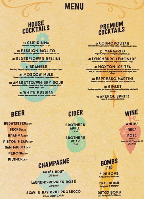 Menu at The Hoxton Seven pub & bar, London