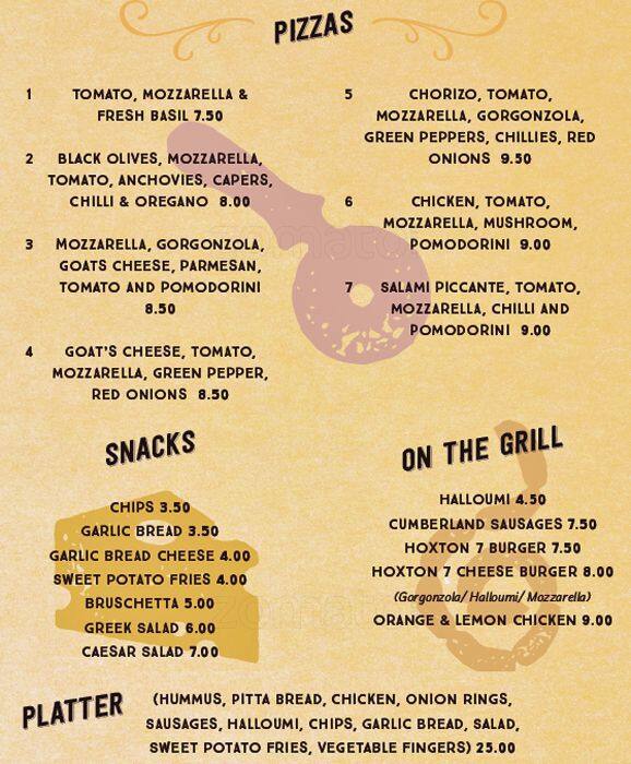 Menu at The Hoxton Seven pub & bar, London