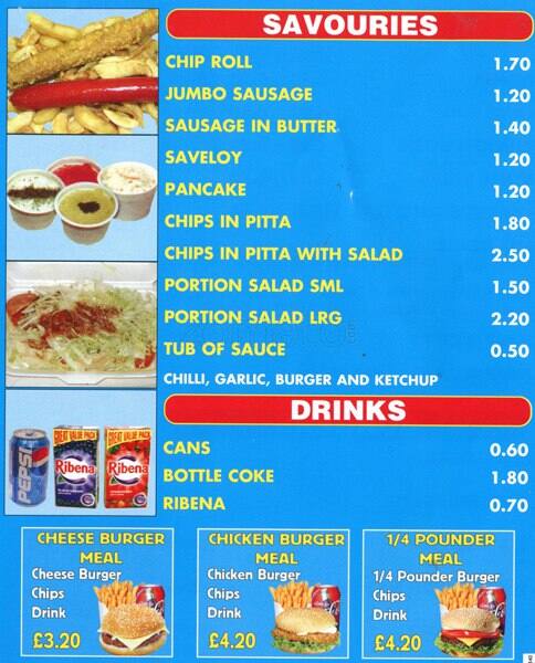 Menu at Uncle Jim's Fish Bar London, London